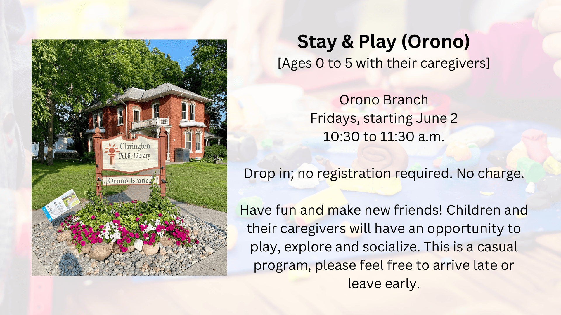 Stay & Play at the Orono Public Library - Orono BIA